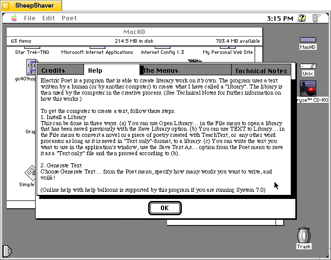 Electric Poet 1.6, a Macintosh Poetry Generator Program – Dynamic Subspace