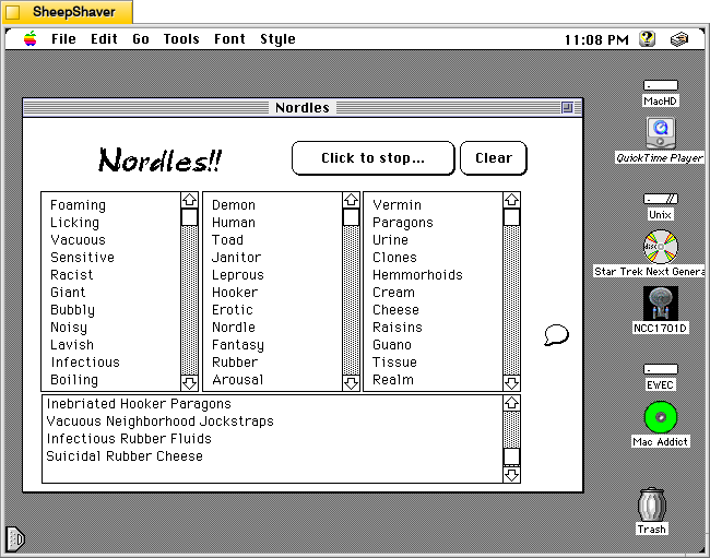 Nordles Hypercard Stack for Creating Word Combinations on Macintosh ...
