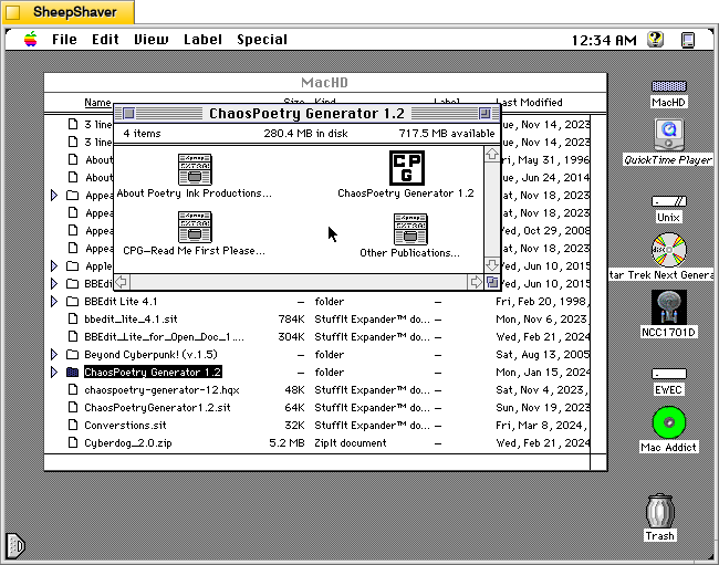 ChaosPoetry Generator 1.2 Hypercard Stack for Macintosh – Dynamic Subspace