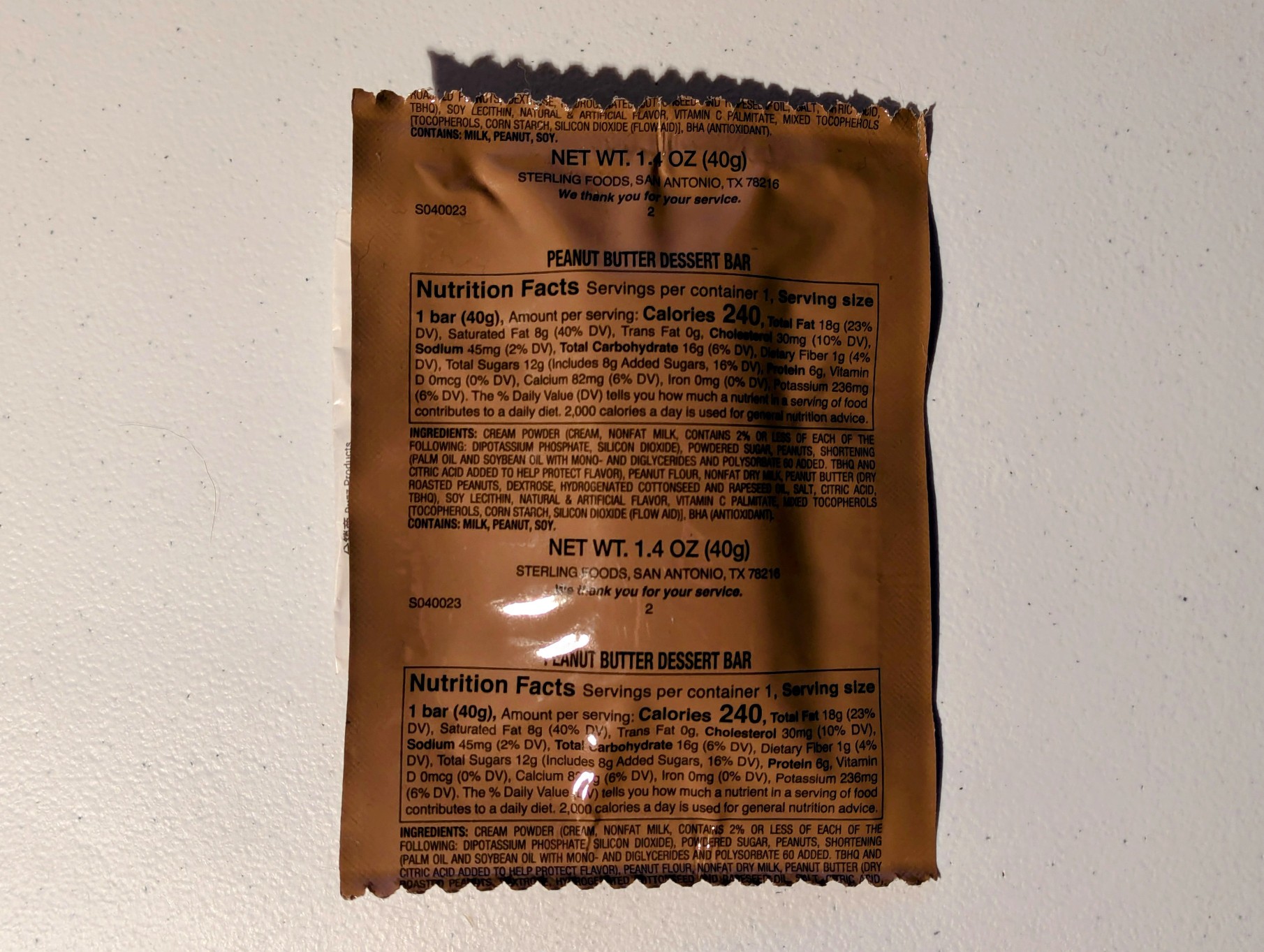 MRE Peanut Butter Dessert Bar – Dynamic Subspace