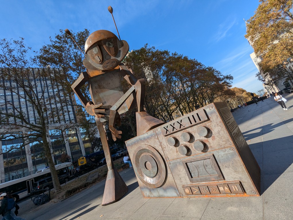 Rappin’ Max Robot Metal Sculpture on Display in Columbus Park in ...